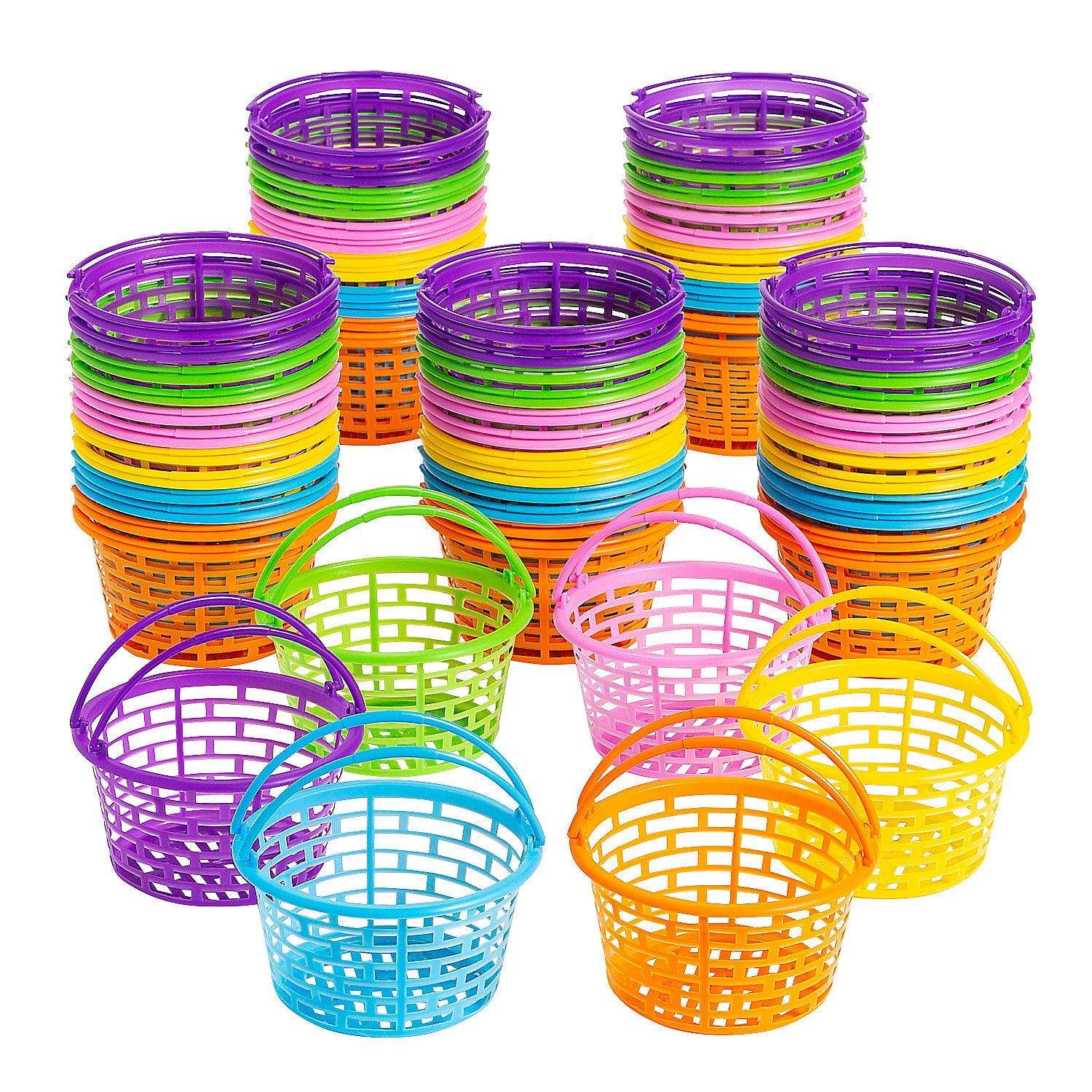 Fun Express Easter Bliss Collection: 72pc Colorful Kids Plastic Baskets ...