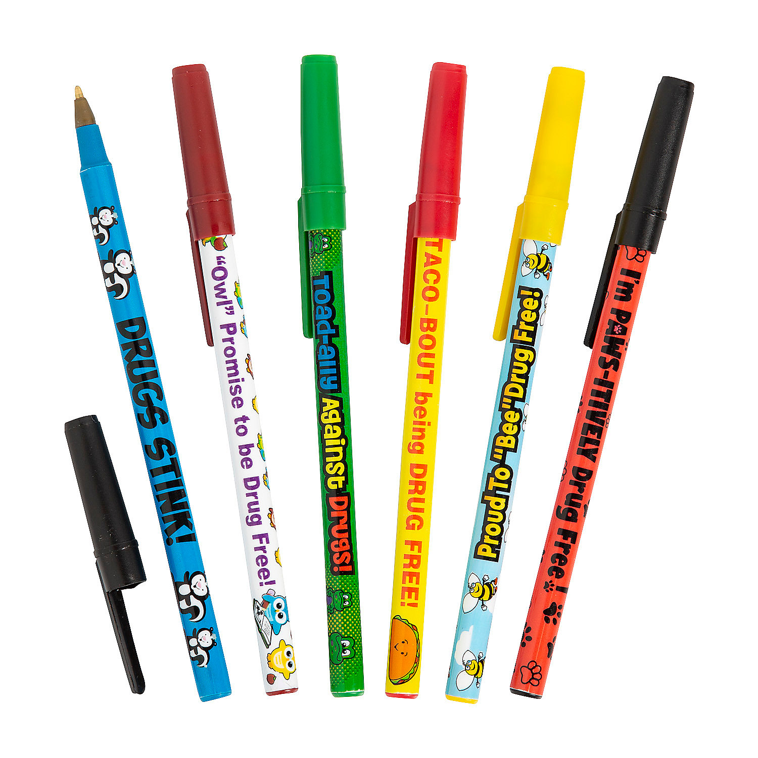 Fun Express 72 Pieces Drug Awareness Pen Assortment, Red Ribbon Week ...