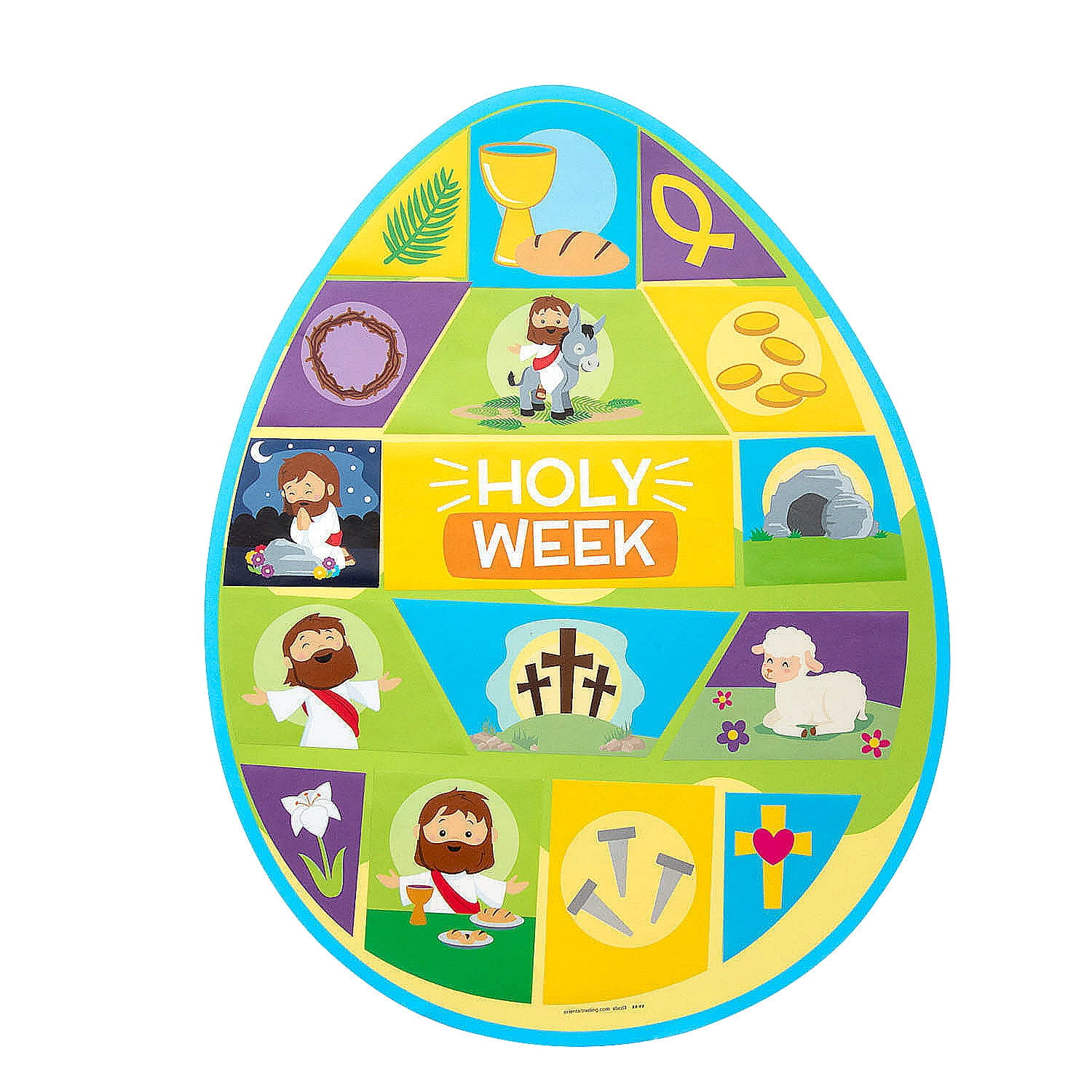 Fun Express 8 1/2" x 11" Holy Week Symbols Easter Egg-Shaped Sticker ...