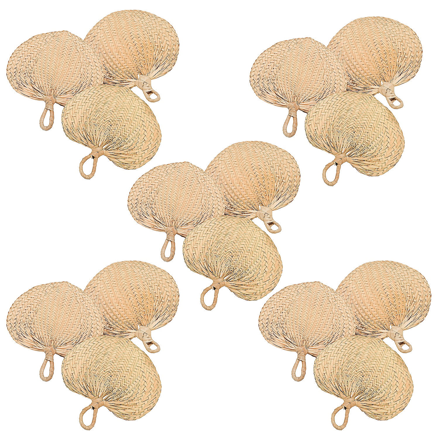 Fun Express 9 1/2" - 12 3/4" Bulk 60 Pieces Natural Raffia Paper Hand Fans - Walmart.com