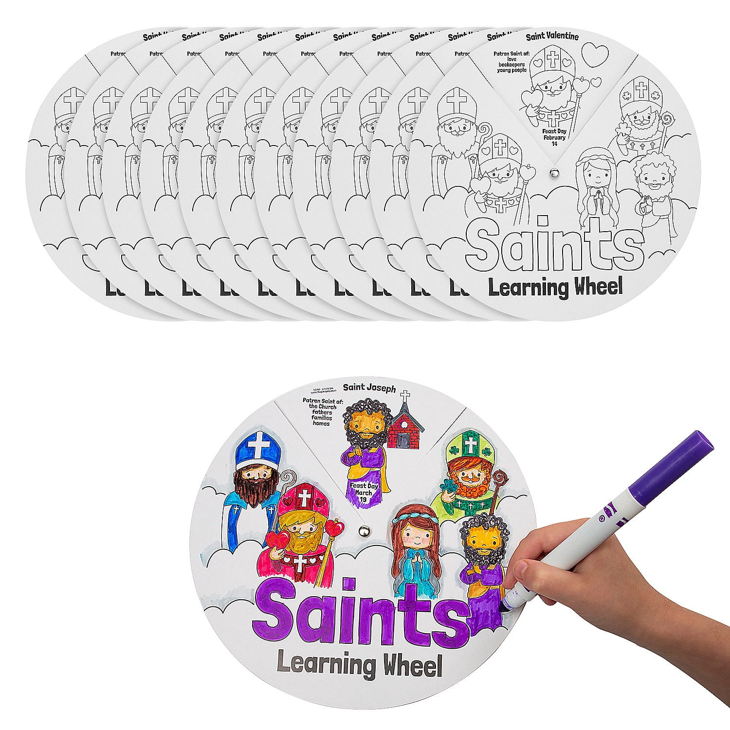 Fun Express 9" Color Your Own Religious Saints Cardstock Learning ...