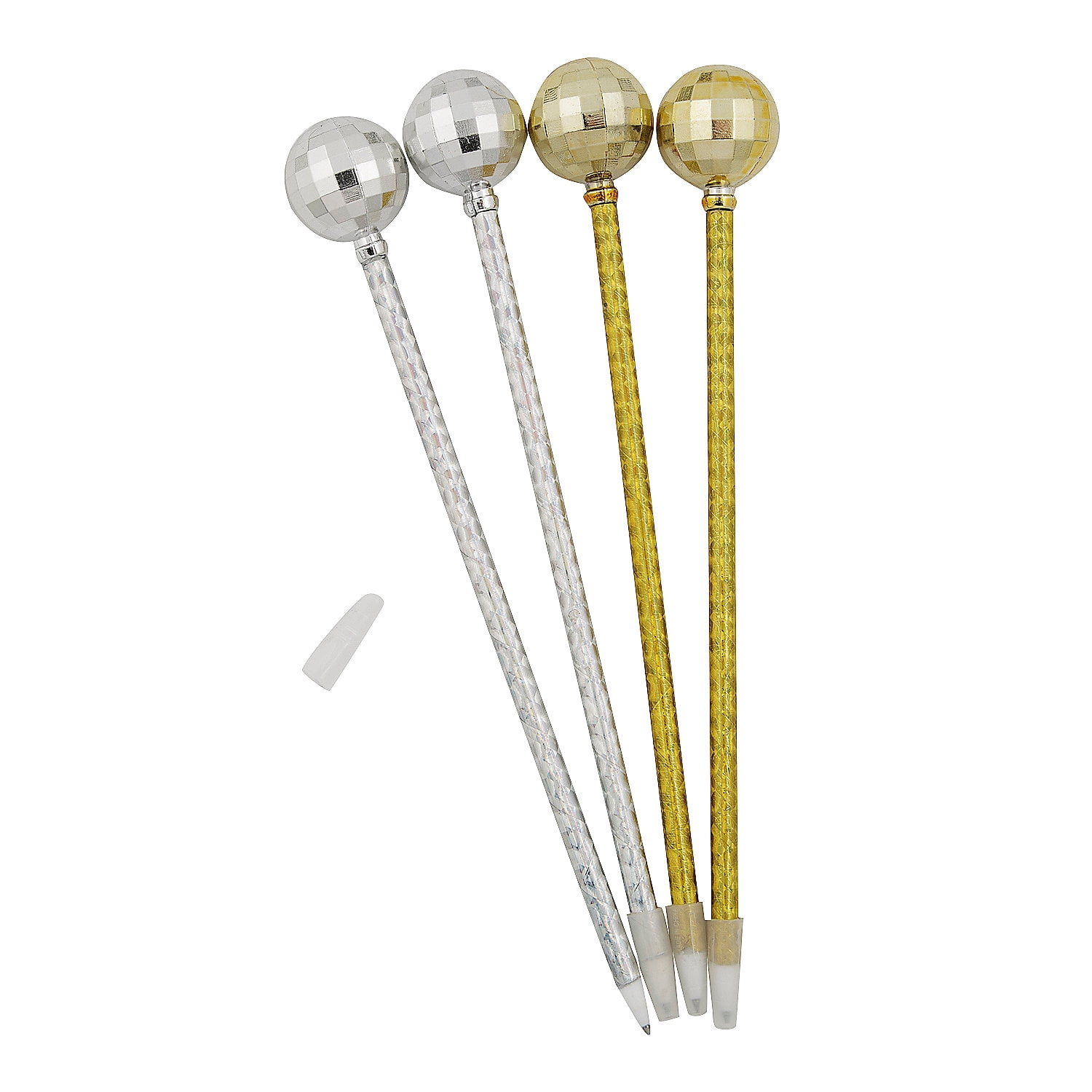 Fun Express 9" Gold & Silver Disco Ball Ink Pens Assortment - 12 Pieces ...