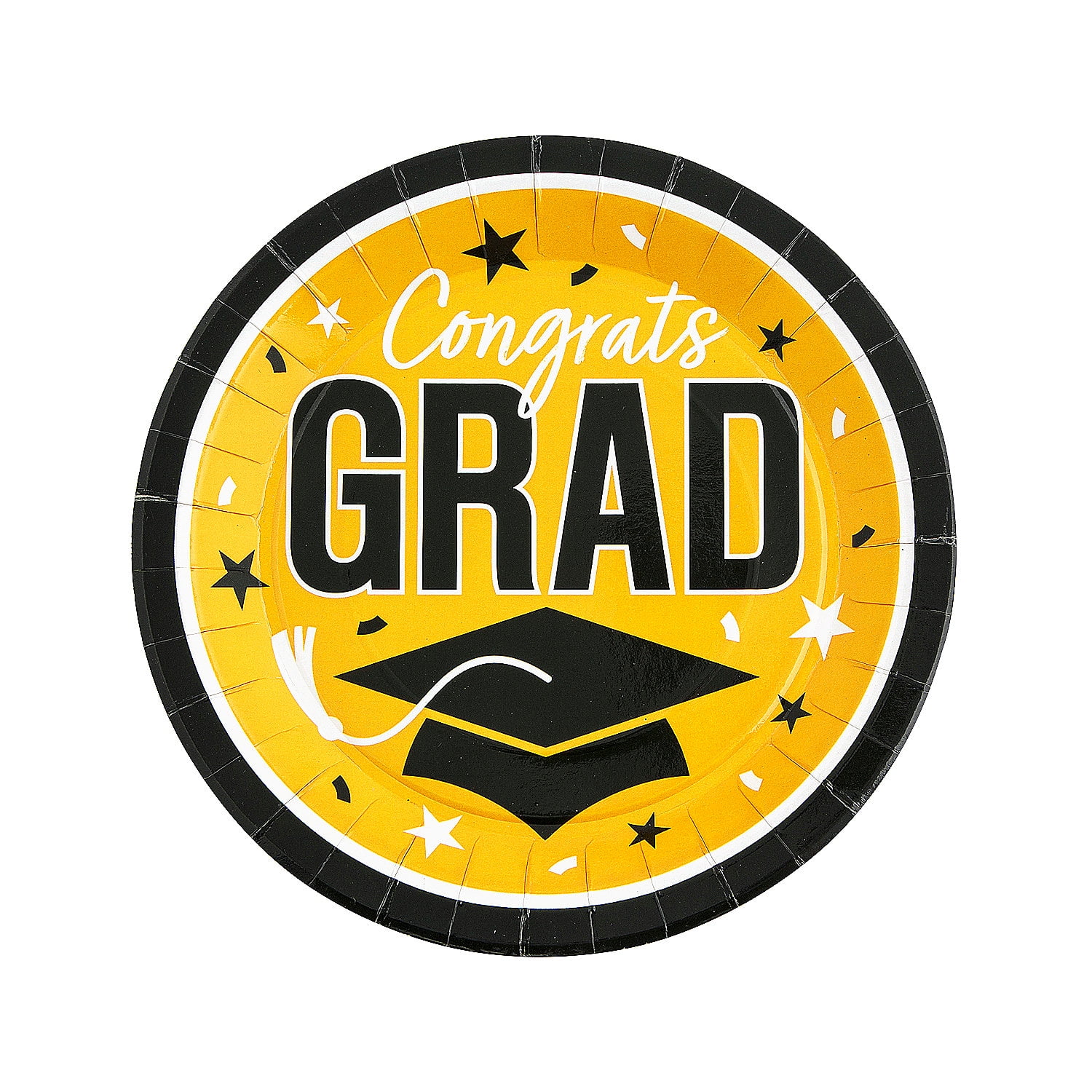 Fun Express 9" Graduation Party Yellow Congrats Grad Round Paper Dinner ...