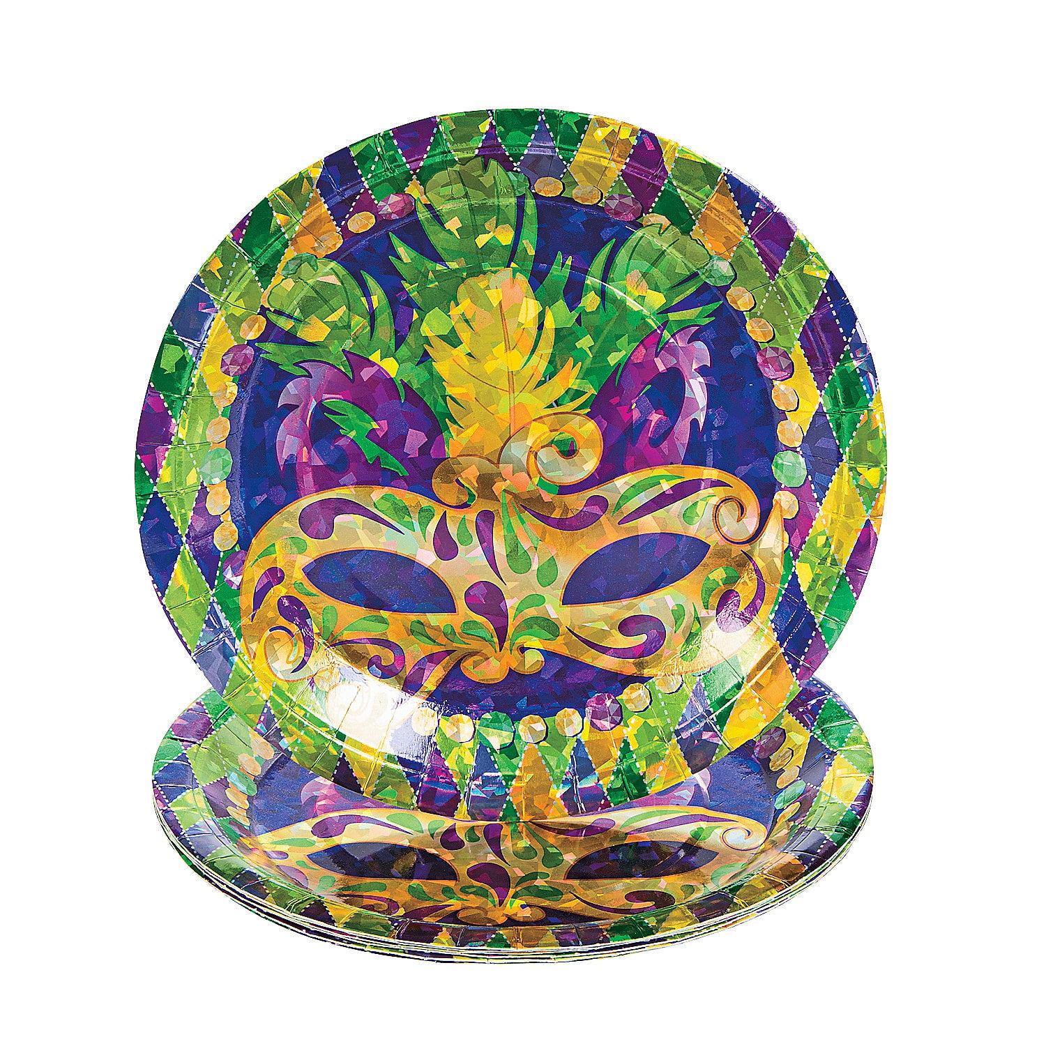 Fun Express 9 Inch Mardi Gras Paper Dinner Plates (set of 8) Disposable ...