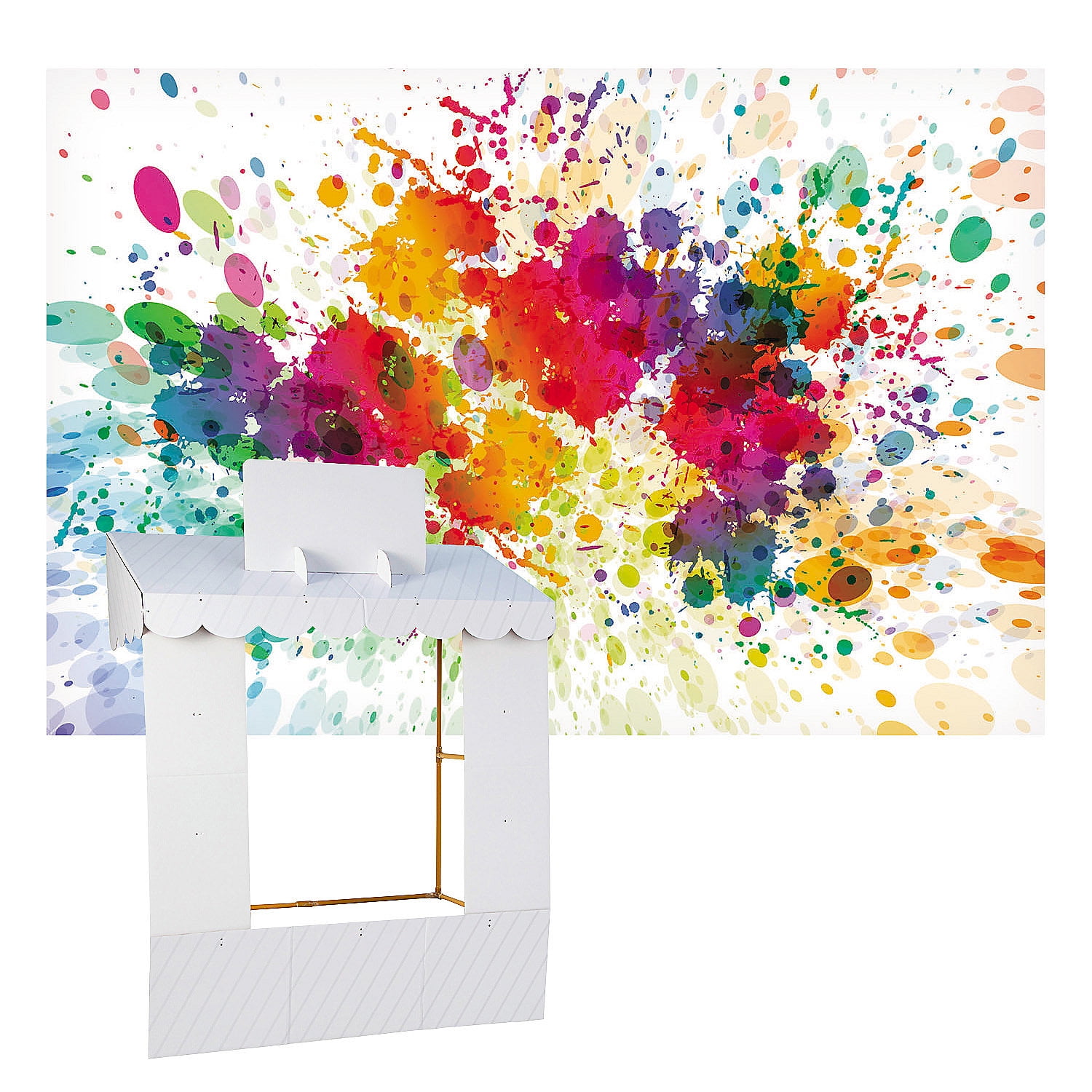 Fun Express 9 ft. x 6 ft. Customizable Paint Splatter Tabletop Hut with ...