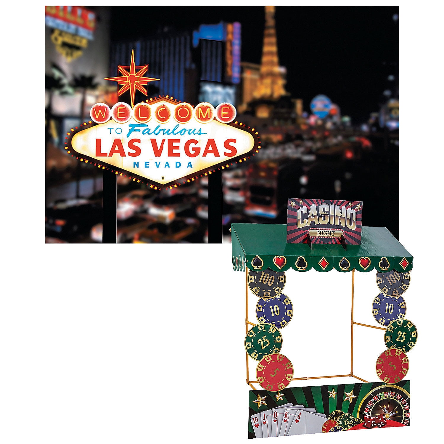 Fun Express 9 ft. x 6 ft. Viva Las Vegas Tabletop Hut with Backdrop Kit ...