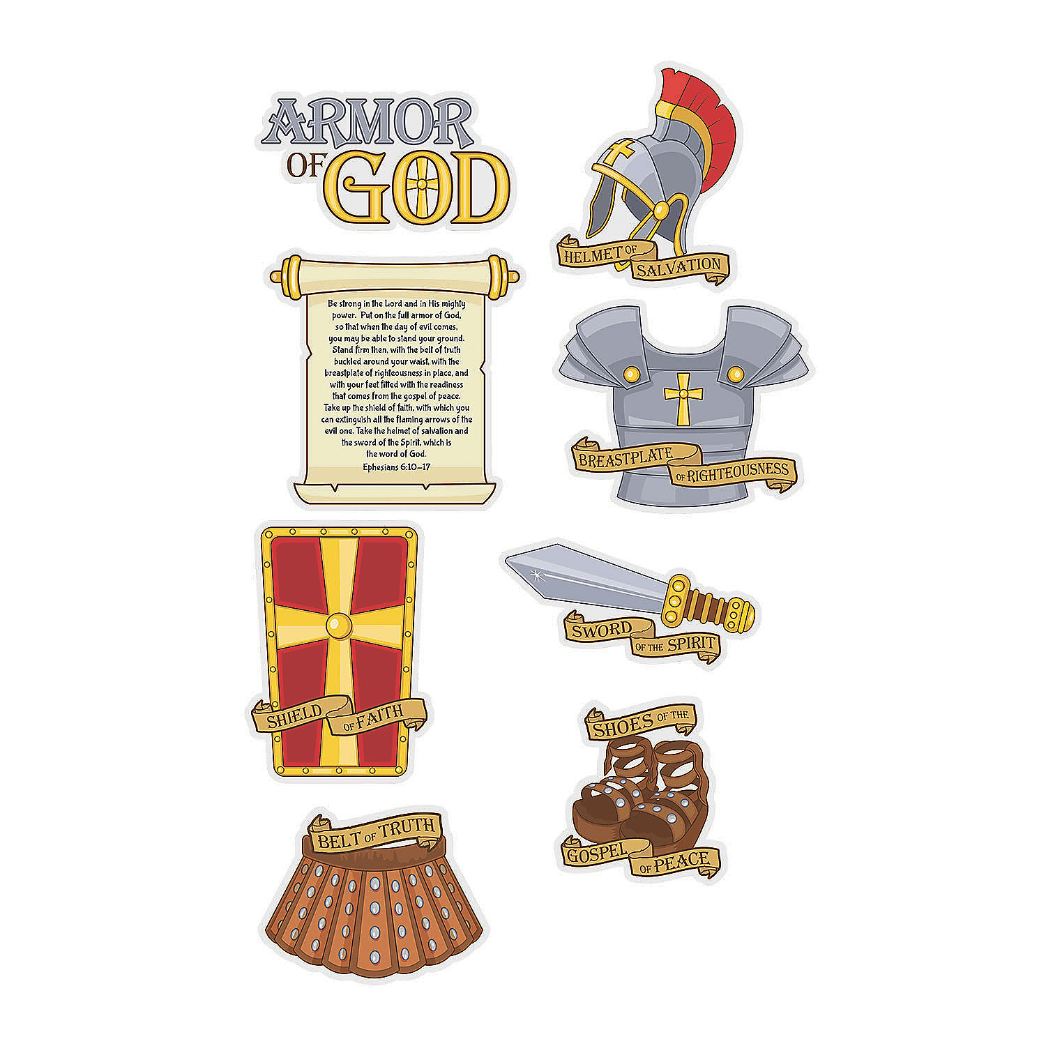 Fun Express Armor of God Cutouts, Set of 6, Sunday School and Religious ...