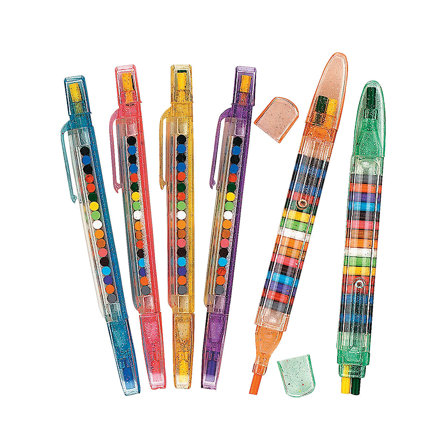 Fun Express Assorted Glitter Stacking Crayons (12 Count) - Walmart.com