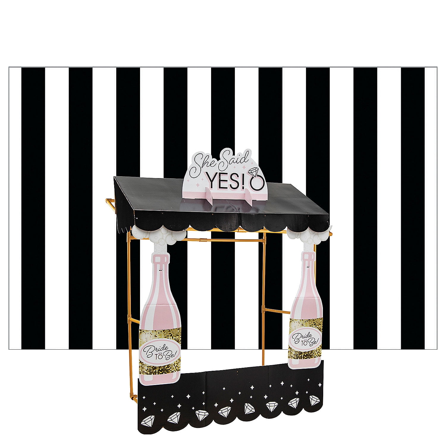 Fun Express Bachelorette Party Black & White Striped Backdrop ...