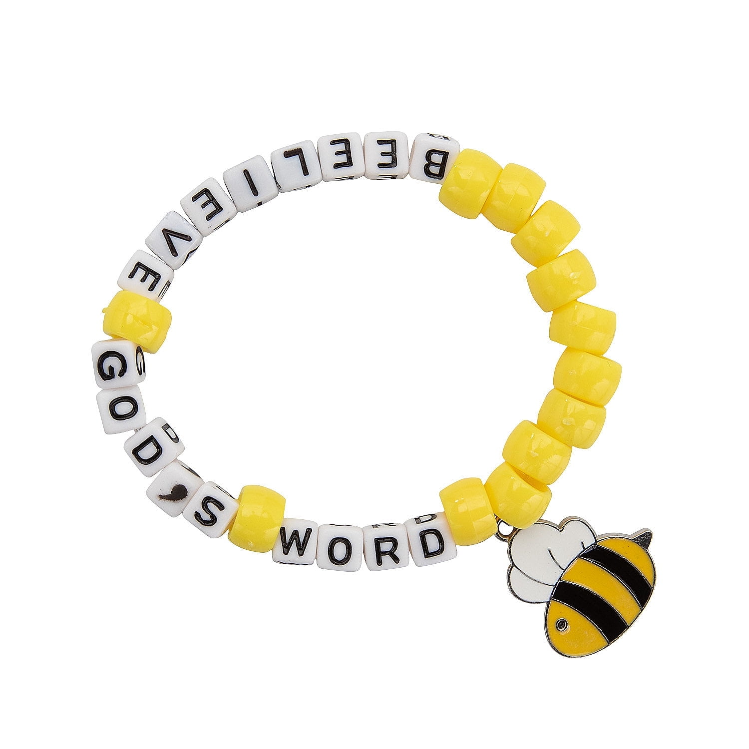Fun Express Bee-lieve God's Word Pony Bead Bracelet Craft Kit – Faith ...