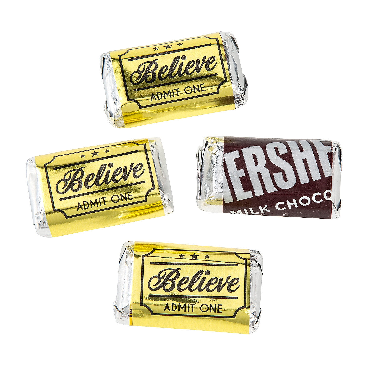 Fun Express Believe Gold Ticket Mini Candy Bar Sticker Labels - 30 Pc ...