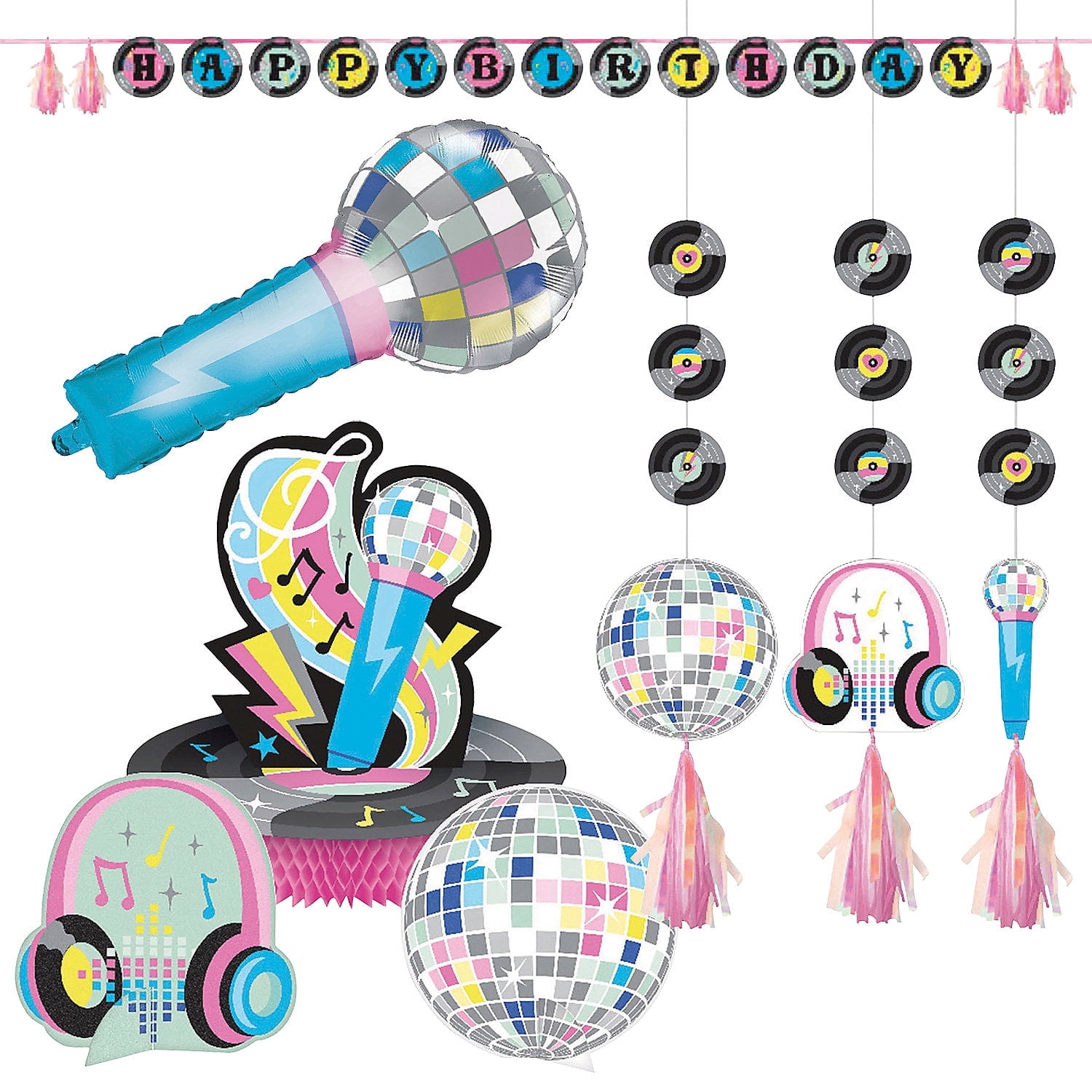 Fun Express Birthday Beats Disco Party Multicolor Decorating Kit - 8 ...