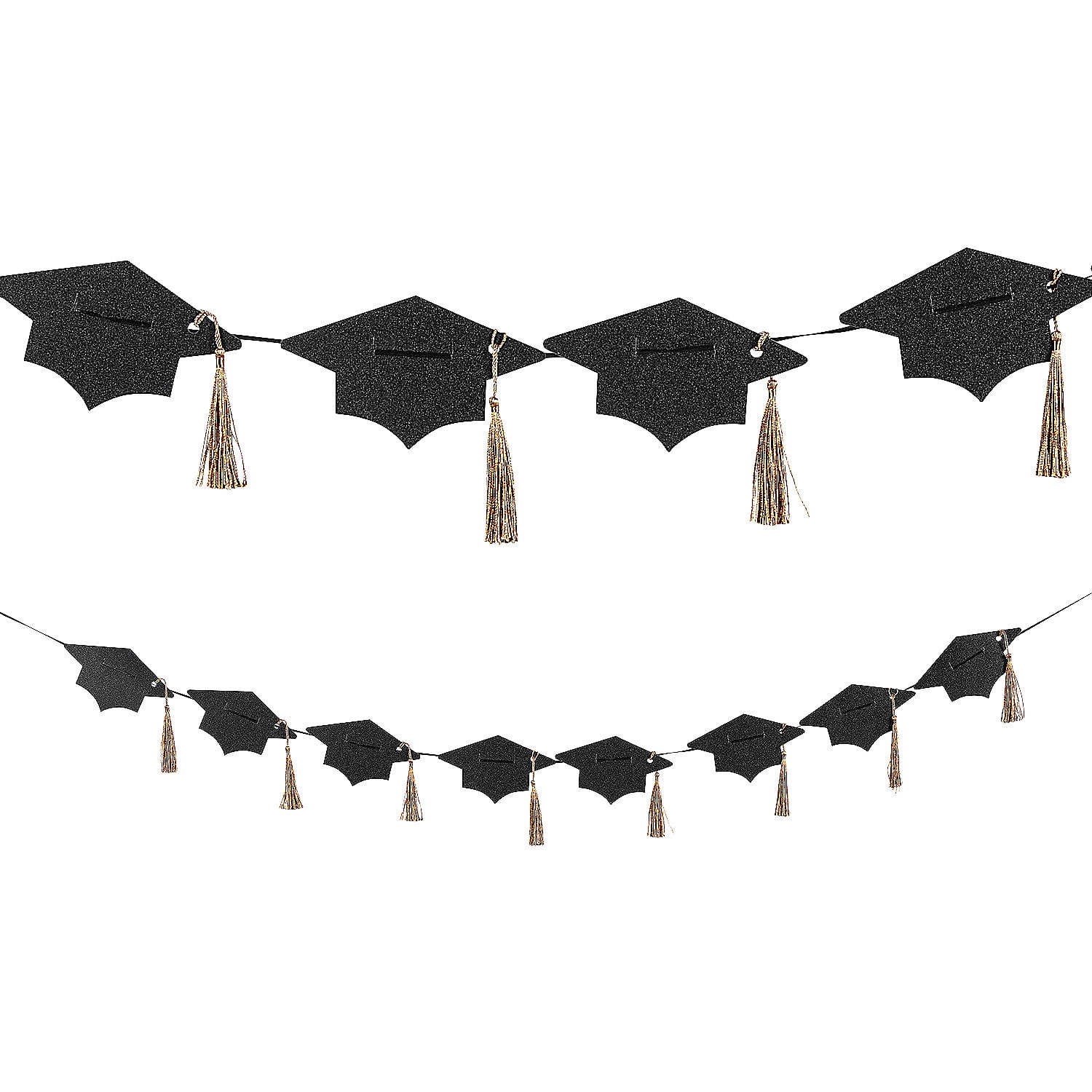 Fun Express Black Glitter Tassel & Graduation Cap Party Garland ...