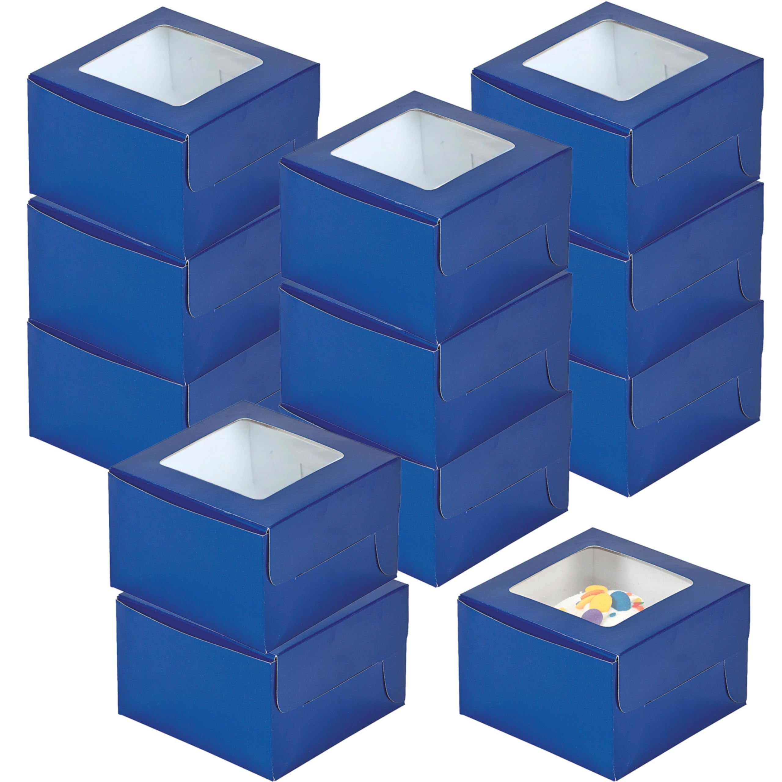 Fun Express Blue Cupcake Boxes, 12 count - Each with Clear Window ...