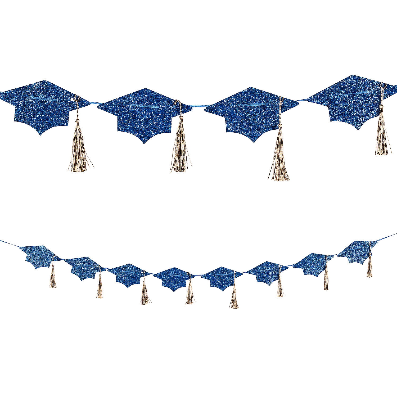 Fun Express Blue Glitter Tassel & Graduation Cap Party Garland ...