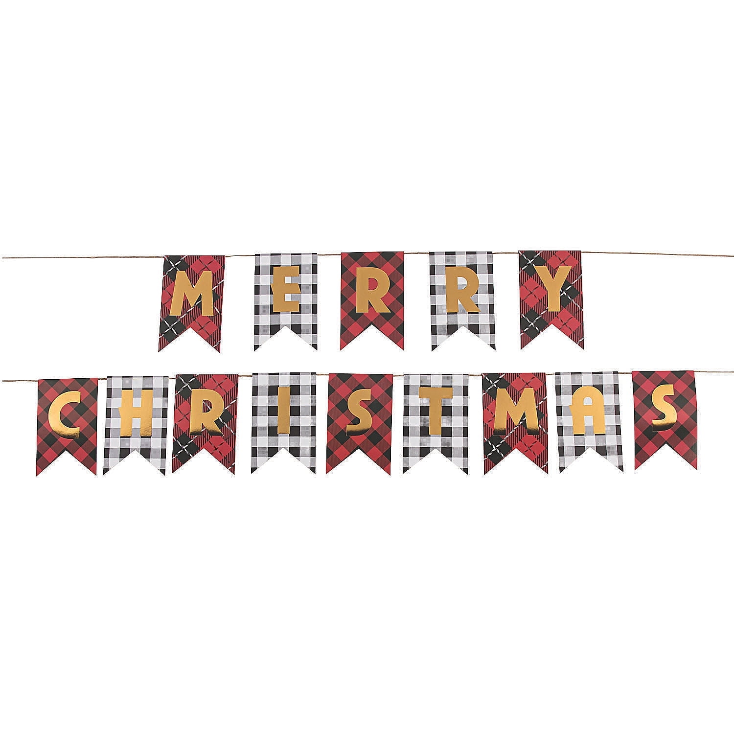 Fun Express Buffalo Plaid Merry Christmas Multi-color Plaid Party ...