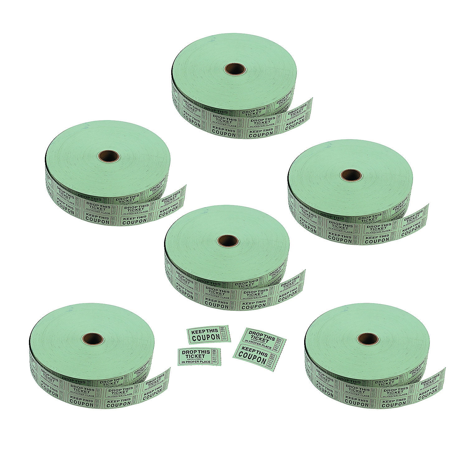 Fun Express Bulk 12,000 Pieces Green Coupon Double Roll Tickets ...