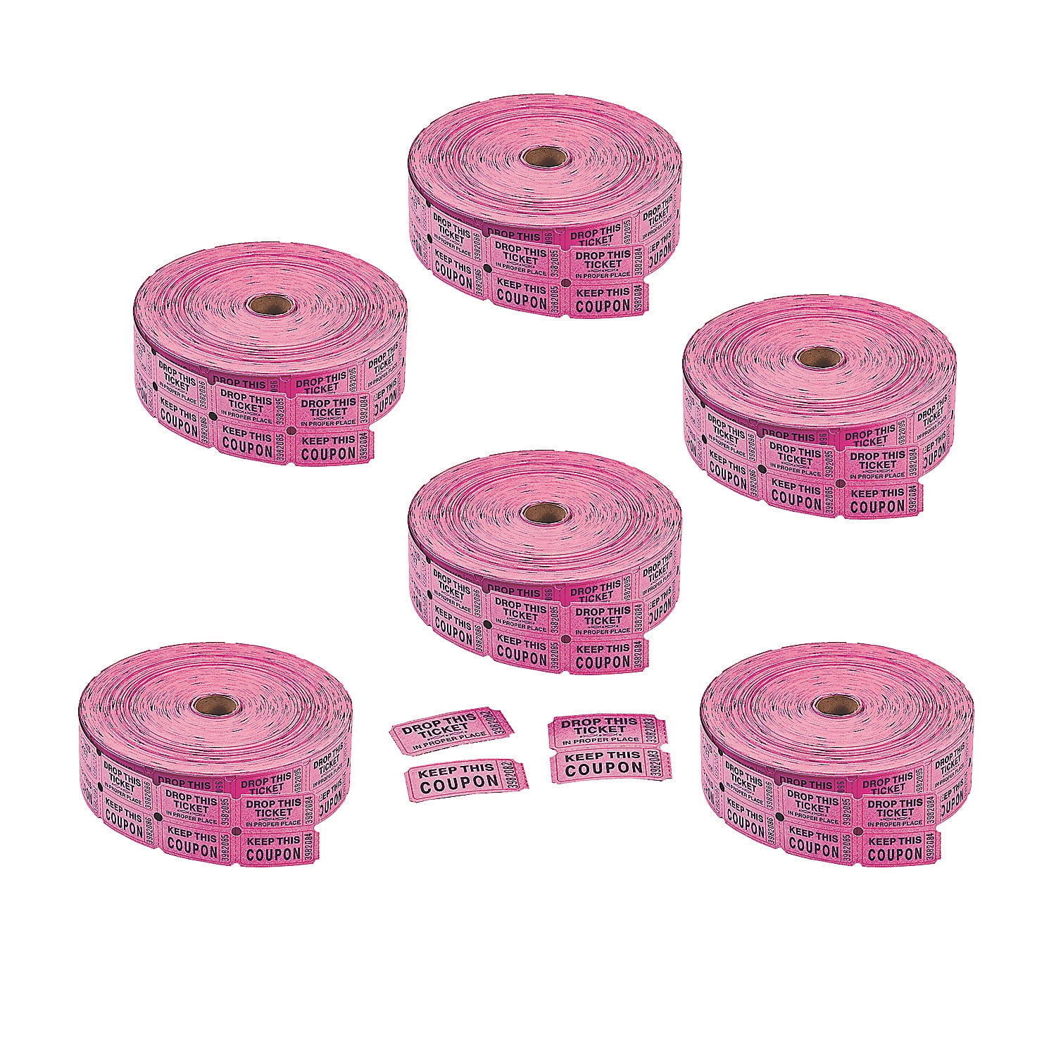 Fun Express Bulk 12,000 Pieces Magenta Coupon Double Roll Tickets ...