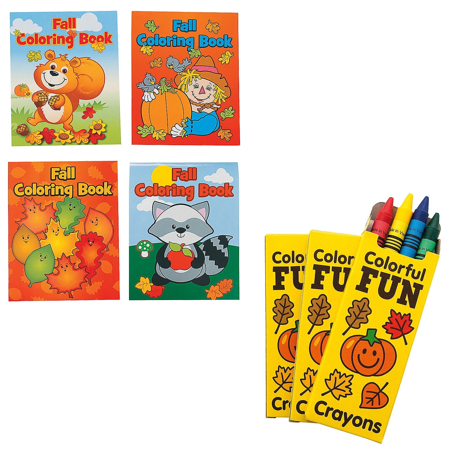 Fun Express Bulk 144 Pieces Fall Coloring Books & Crayons Kit for 72 ...
