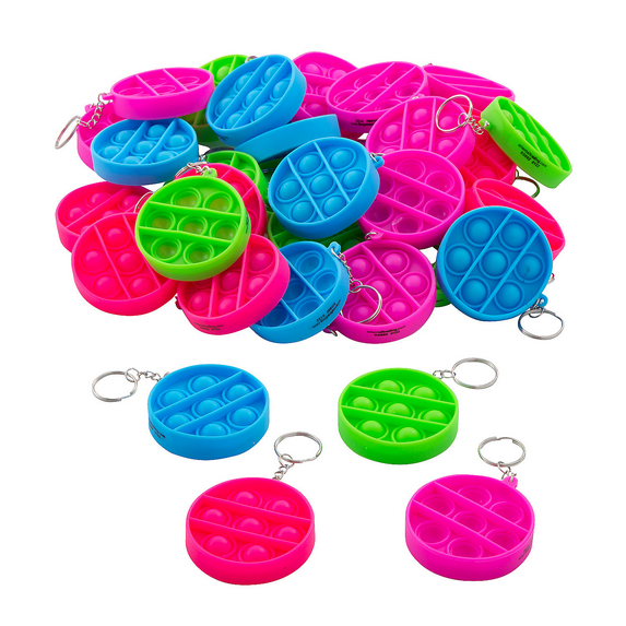 Fun Express Bulk 144 Pieces Mini Round Lotsa Pop Popping Toy Keychains ...
