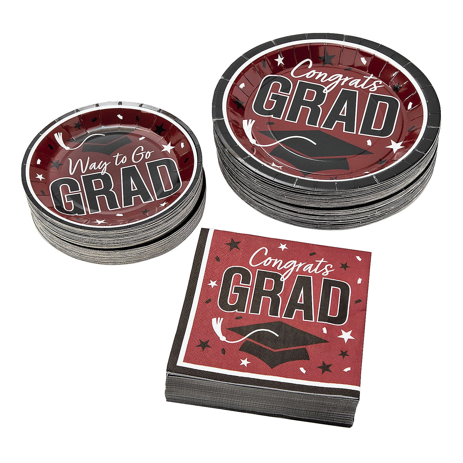 Fun Express Bulk 150 Count Burgundy Congrats Grad Graduation Party ...