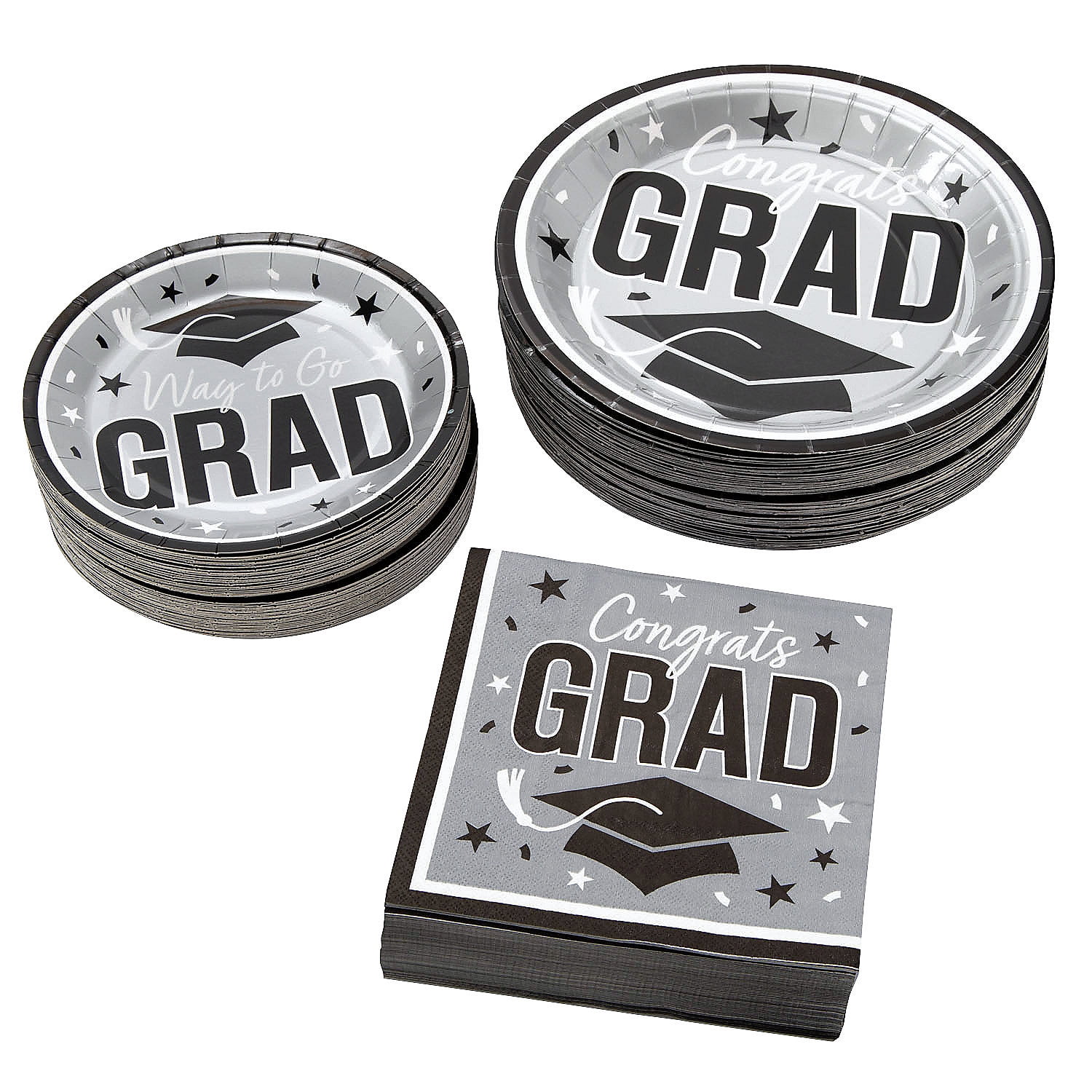 Fun Express Bulk 150 Count Silver Congrats Grad Graduation Party ...