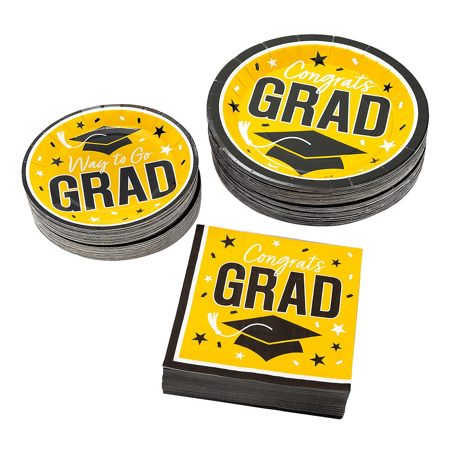 Fun Express Bulk 150 Count Yellow Congrats Grad Graduation Party ...