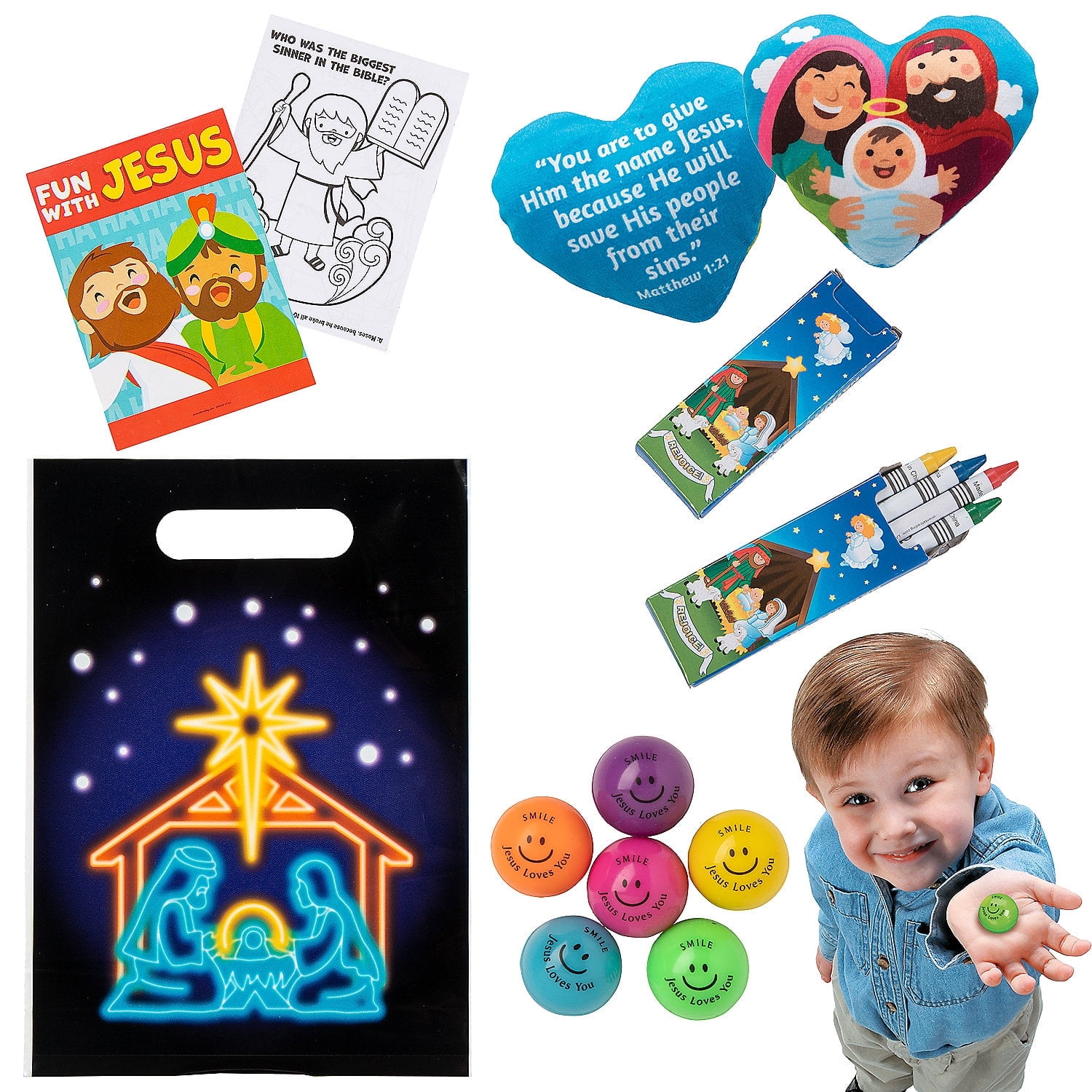 Fun Express Bulk 244 Pieces Religious Christmas Activity Handout Kit ...