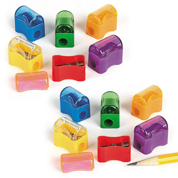 Fun Express Bulk 288 Pieces Solid Color Pencil Sharpeners with Caps ...