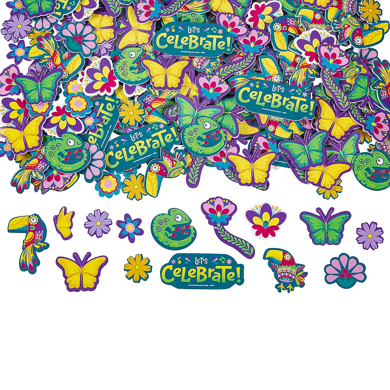 Fun Express Bulk 300 Pc. Enchanted Fiesta Self-Adhesive Shapes ...