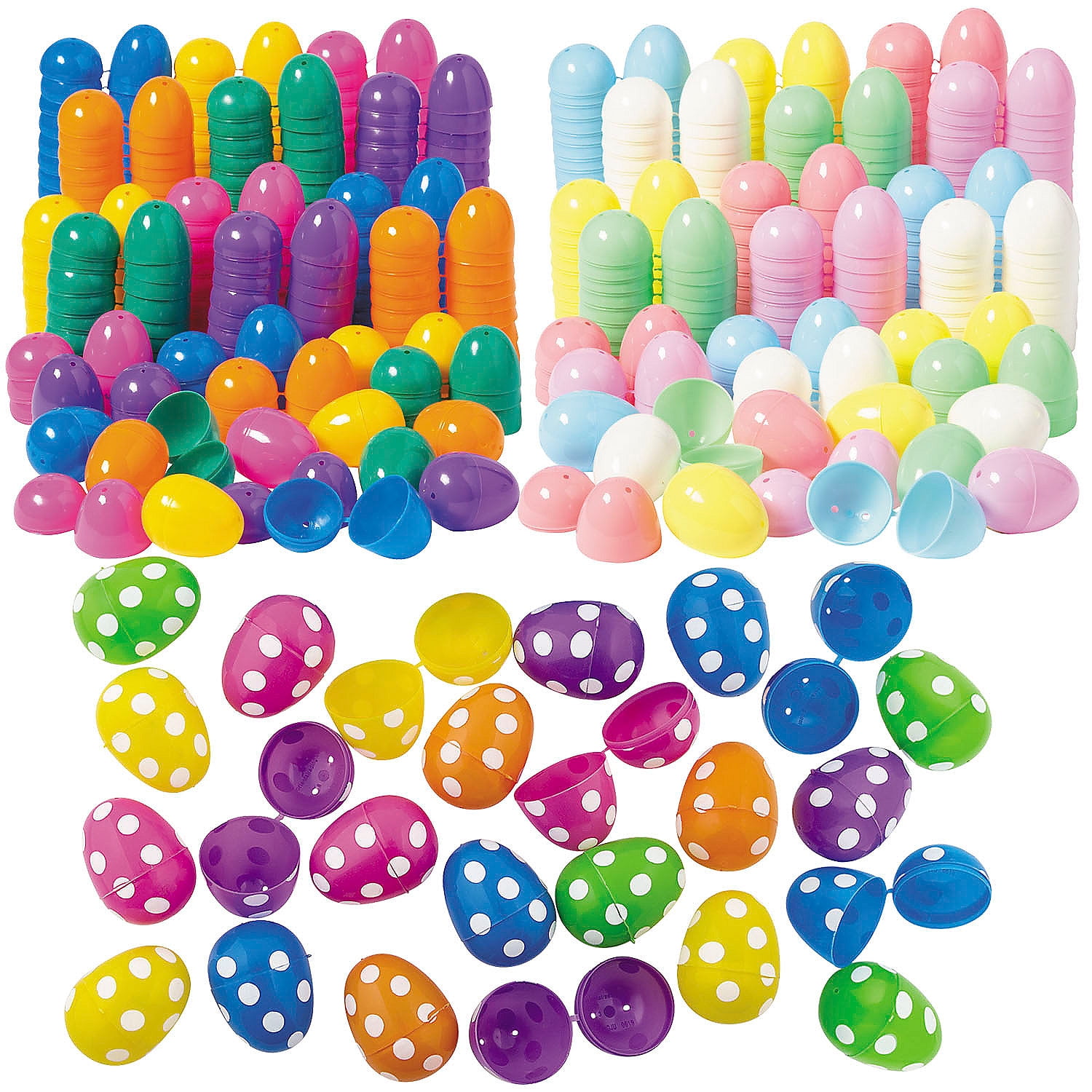 Fun Express Bulk 432 Pieces Solid & Polka Dot Plastic Easter Egg Assortment Kit - Walmart.com