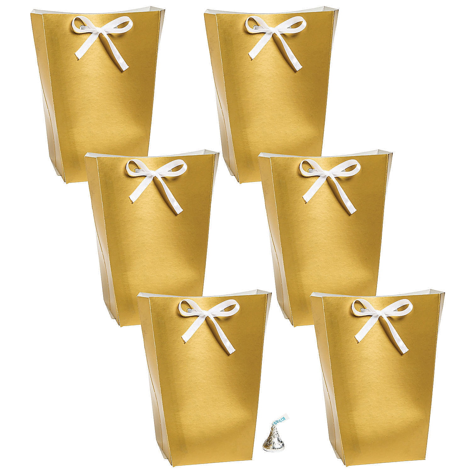 Fun Express Bulk 48 Piece Large Gold Favor Boxes with Ribbon - Walmart.com