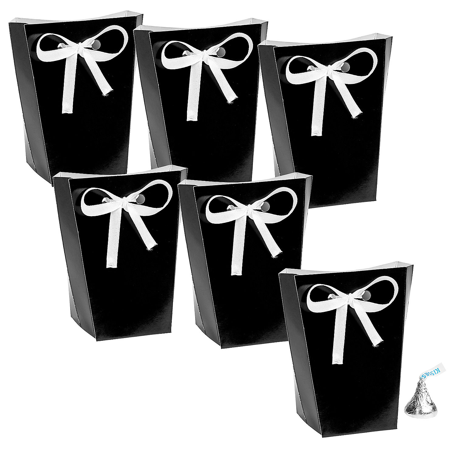 Fun Express Bulk 48 Piece Small Black Favor Boxes with Ribbon - Walmart ...