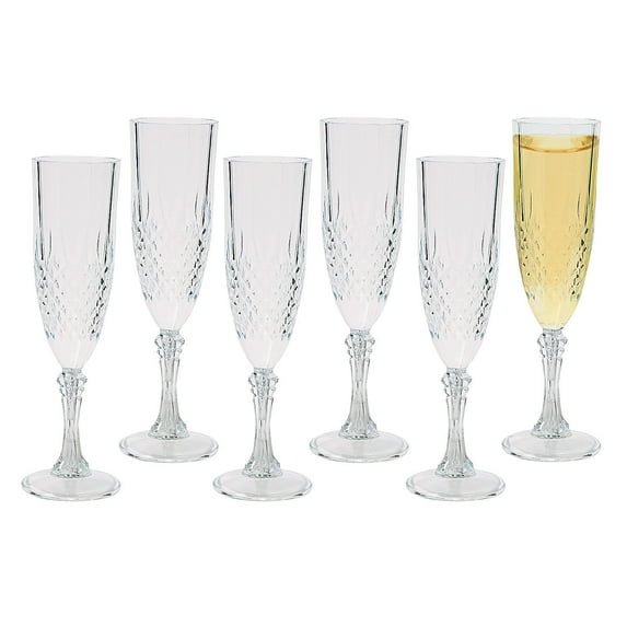 Fun Express Bulk 48 Pieces Clear Patterned Plastic Champagne Flutes ...