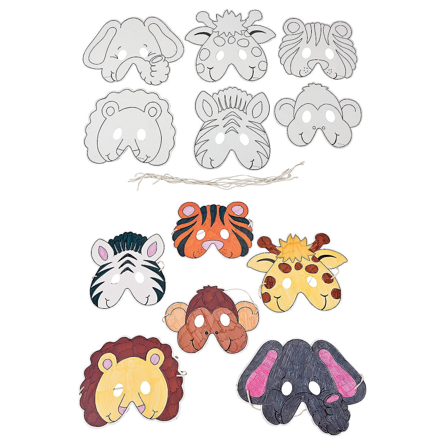 Fun Express Bulk 48 Pieces Color Your Own Zoo Animal Cardstock Masks ...
