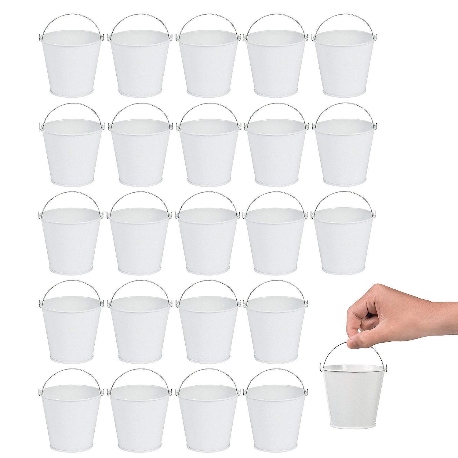 Fun Express Bulk 48 Pieces Mini White Metal Pails - Walmart.com