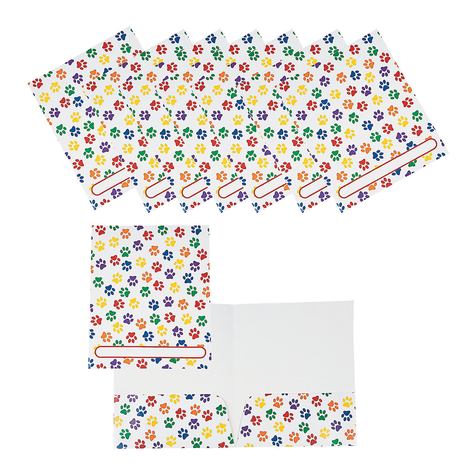 Fun Express Bulk 48 Pieces Paw Print Patterned Pocket Folders - Walmart.com
