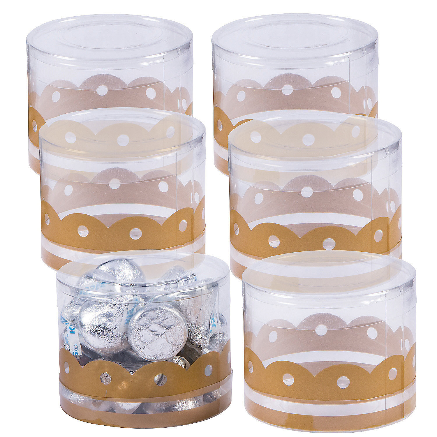 Fun Express Bulk 48 Pieces Small Round Macaron Boxes with Gold Trim ...