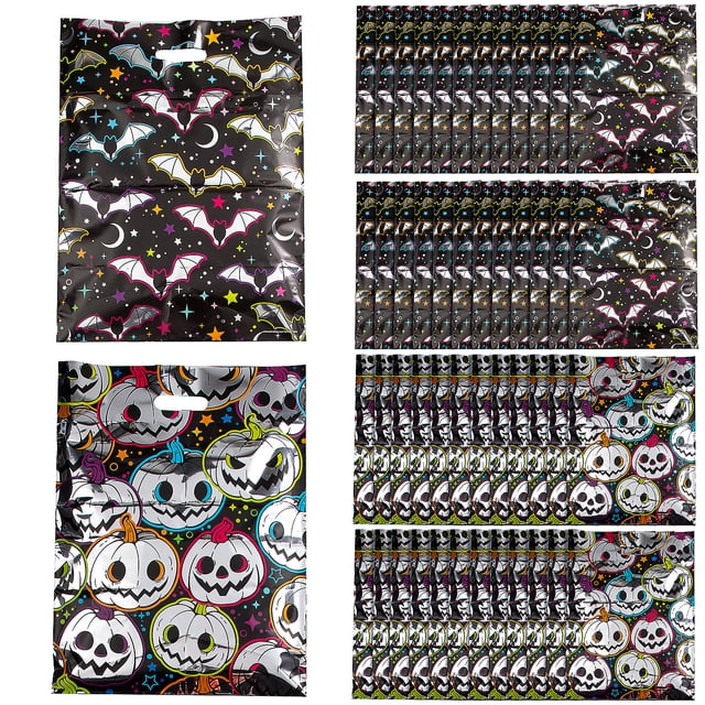 Fun Express Bulk 50 Pieces Neon Metallic Bats or Pumpkins Plastic Trick ...