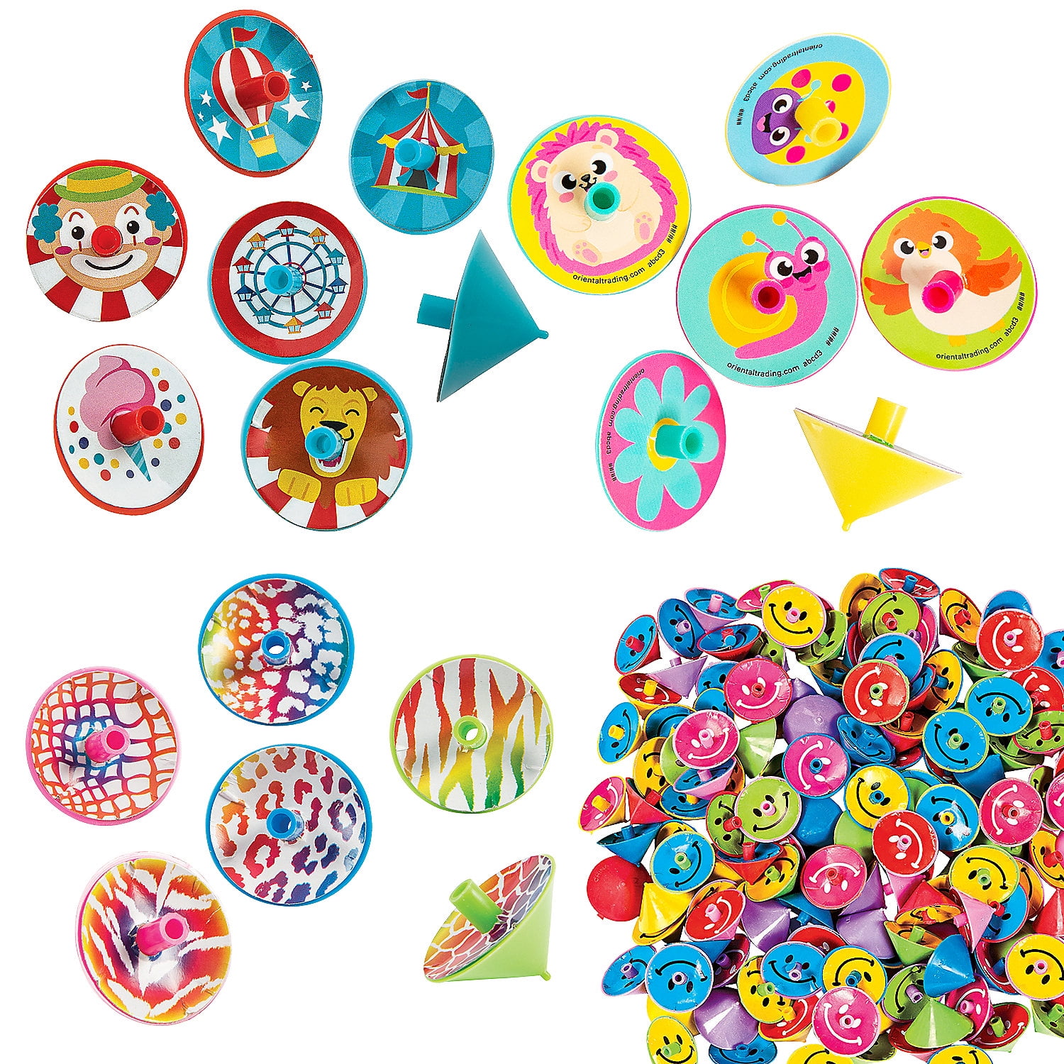 Fun Express Bulk 576 Pieces Mini Bright Color Plastic Spinning Tops ...
