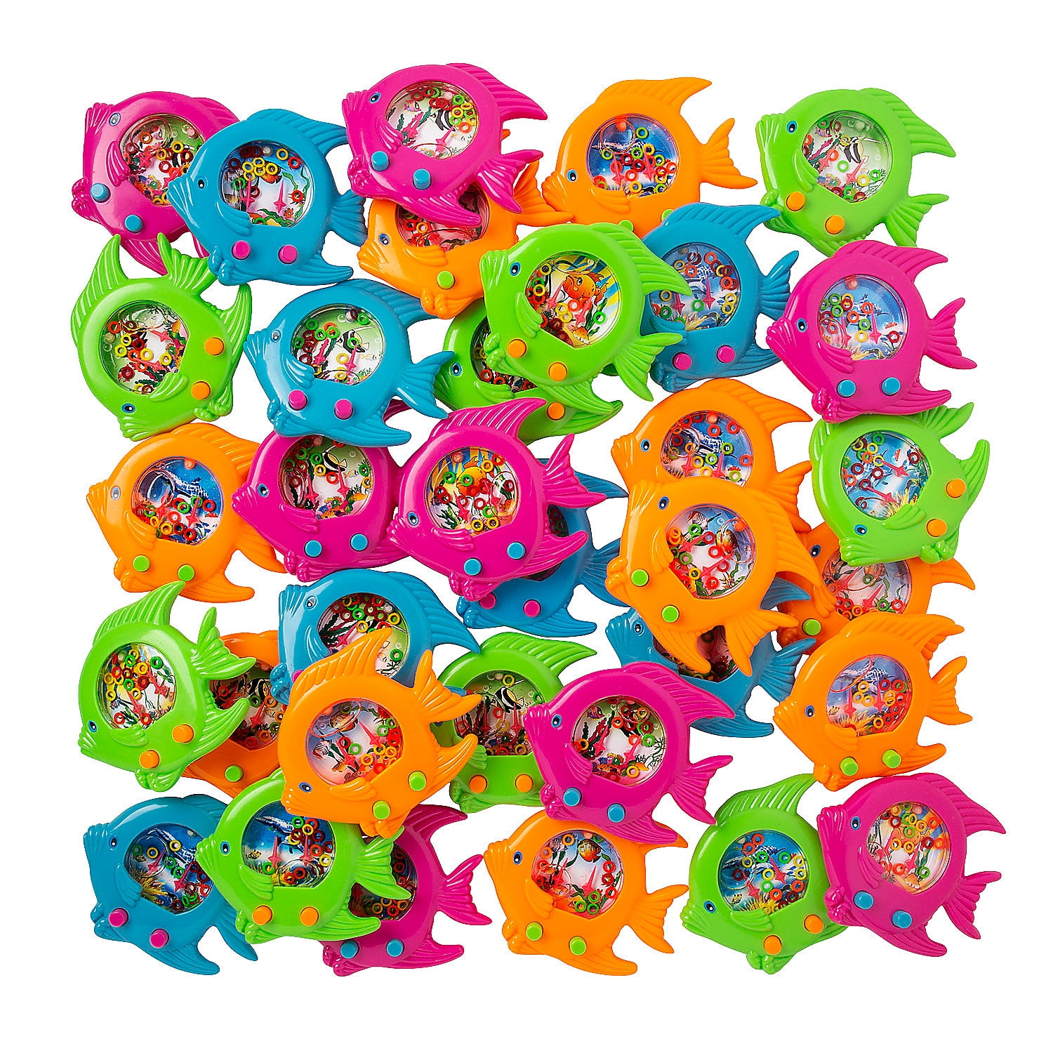 Fun Express Bulk 60 Pieces Bright Colors Fish-Shaped Handheld Ring Toss ...