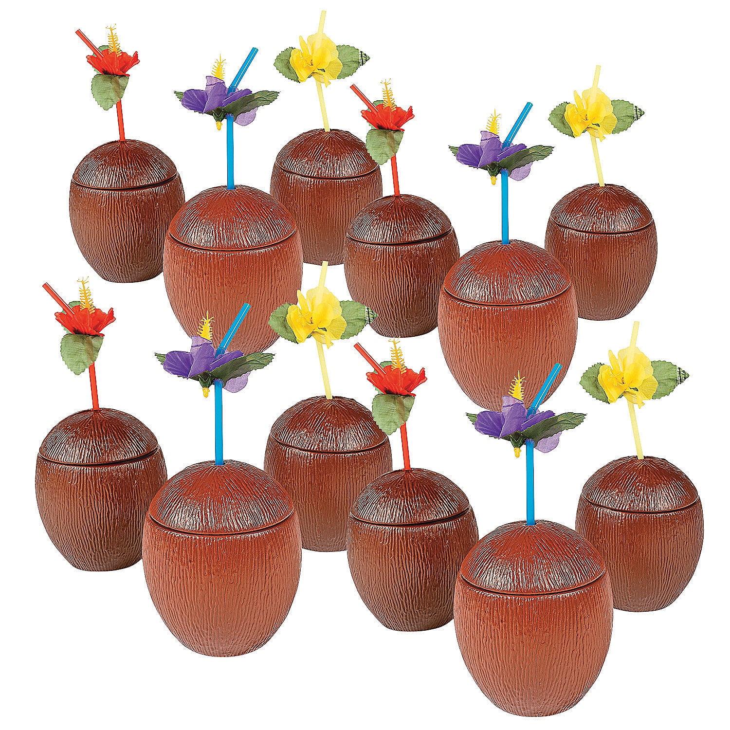 Fun Express Bulk 60 Pieces Coconut Plastic Cups with Lids - Walmart.com