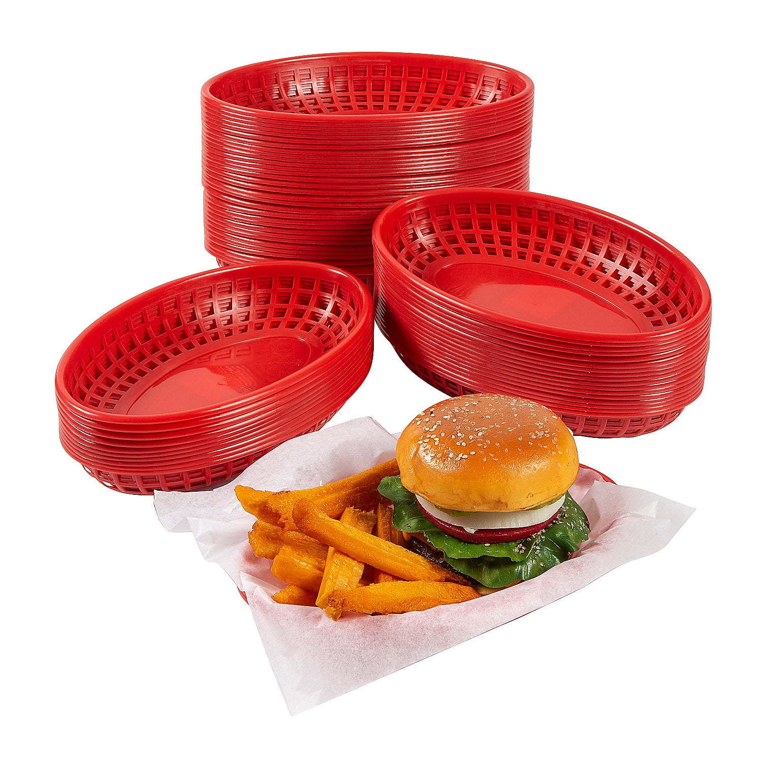 Fun Express Bulk 60 Pieces Plastic Diner Baskets - Walmart.com