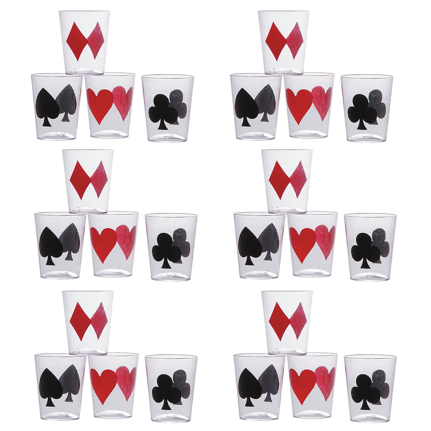 Fun Express Bulk 72 Count Casino Card Suit Shot Glasses - Walmart.com