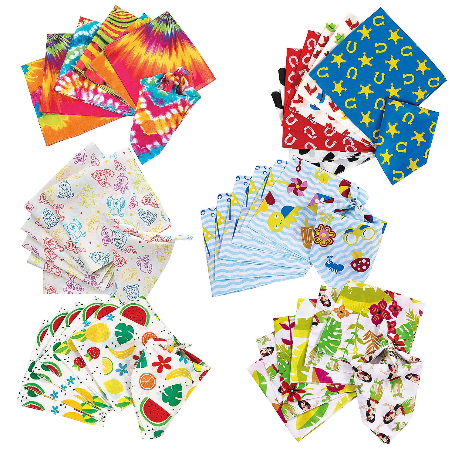 Fun Express Bulk 72 Pieces Value Bandana Kit Assortment - Walmart.com