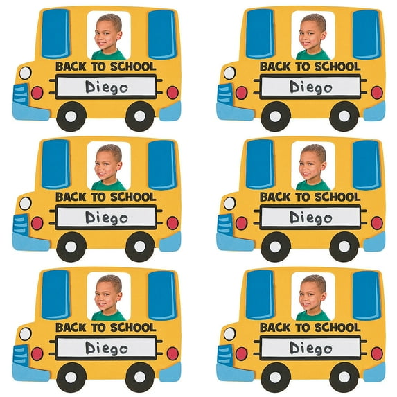 Fun Express Bulk Back-to-School Bus Picture Frame Magnet Craft Kit ...