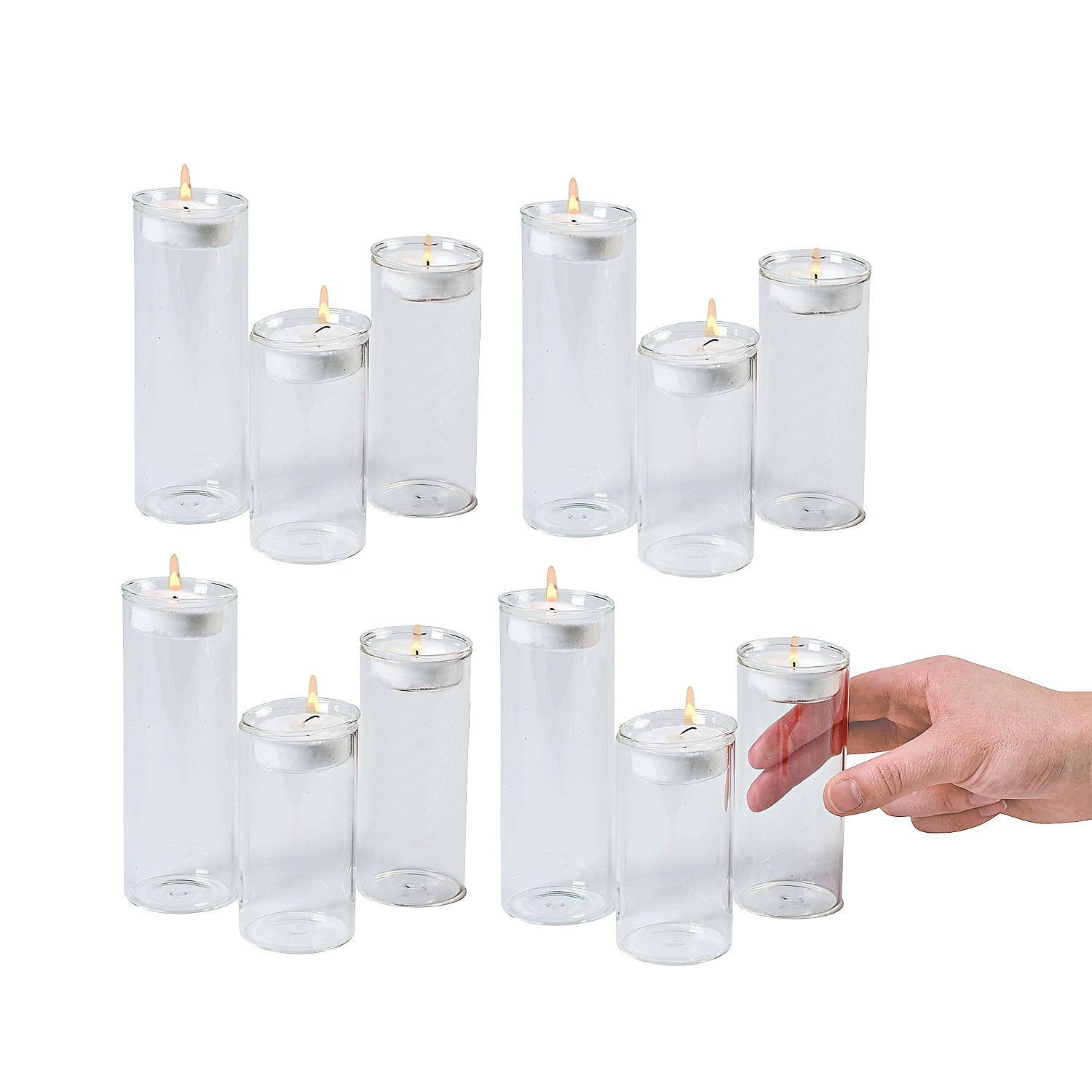 Fun Express Bulk Mini Cylinder Tea Light Candle Holders - 12 Pc ...