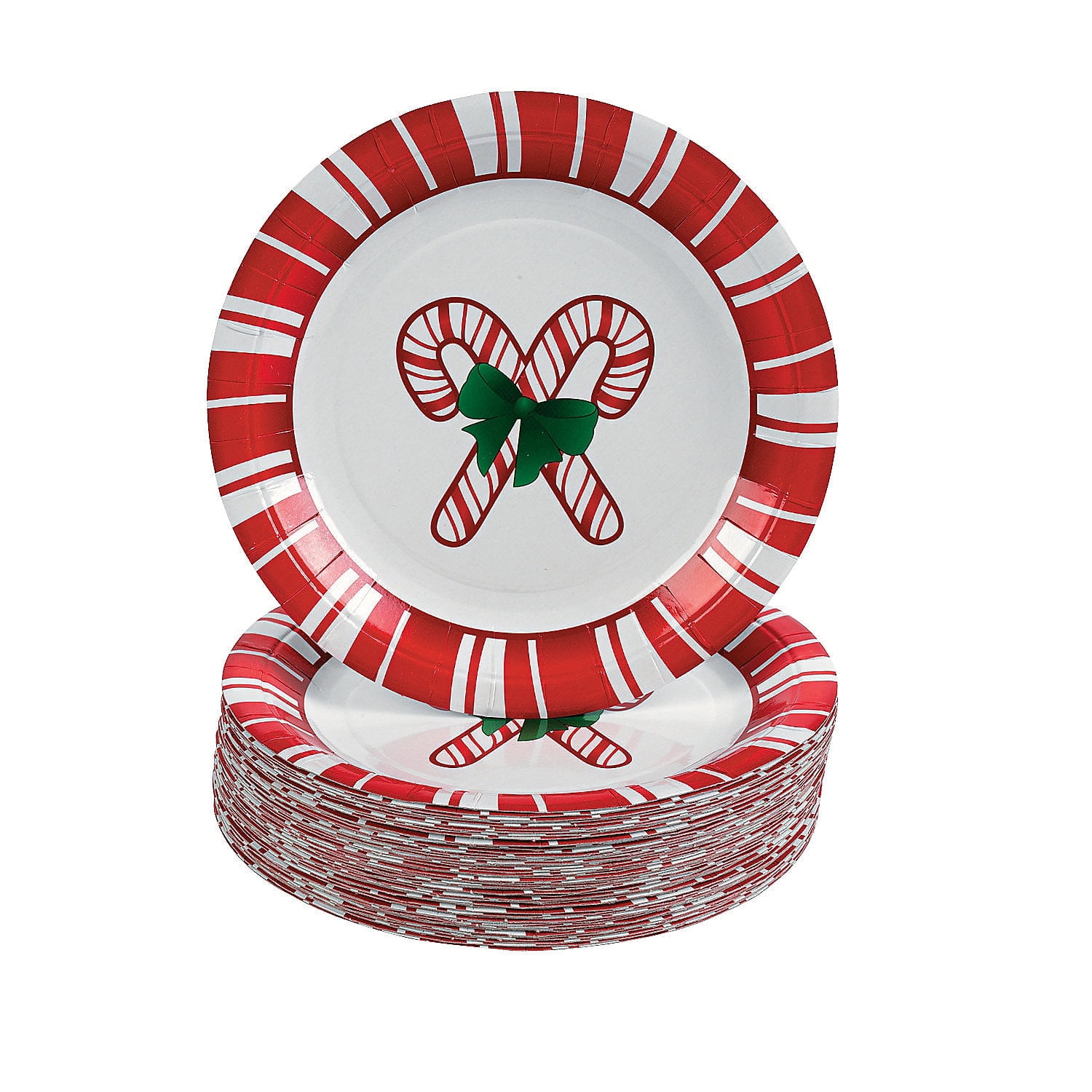 Fun Express - Holiday Disposable Candy Cane Paper Plates for Christmas ...