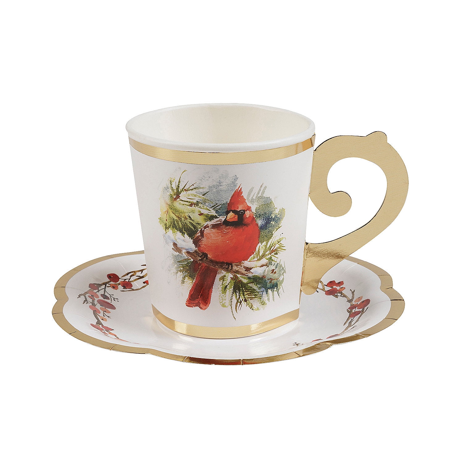 Fun Express Cardinal Disposable Paper Tea Cups with Saucers - 8 Count ...