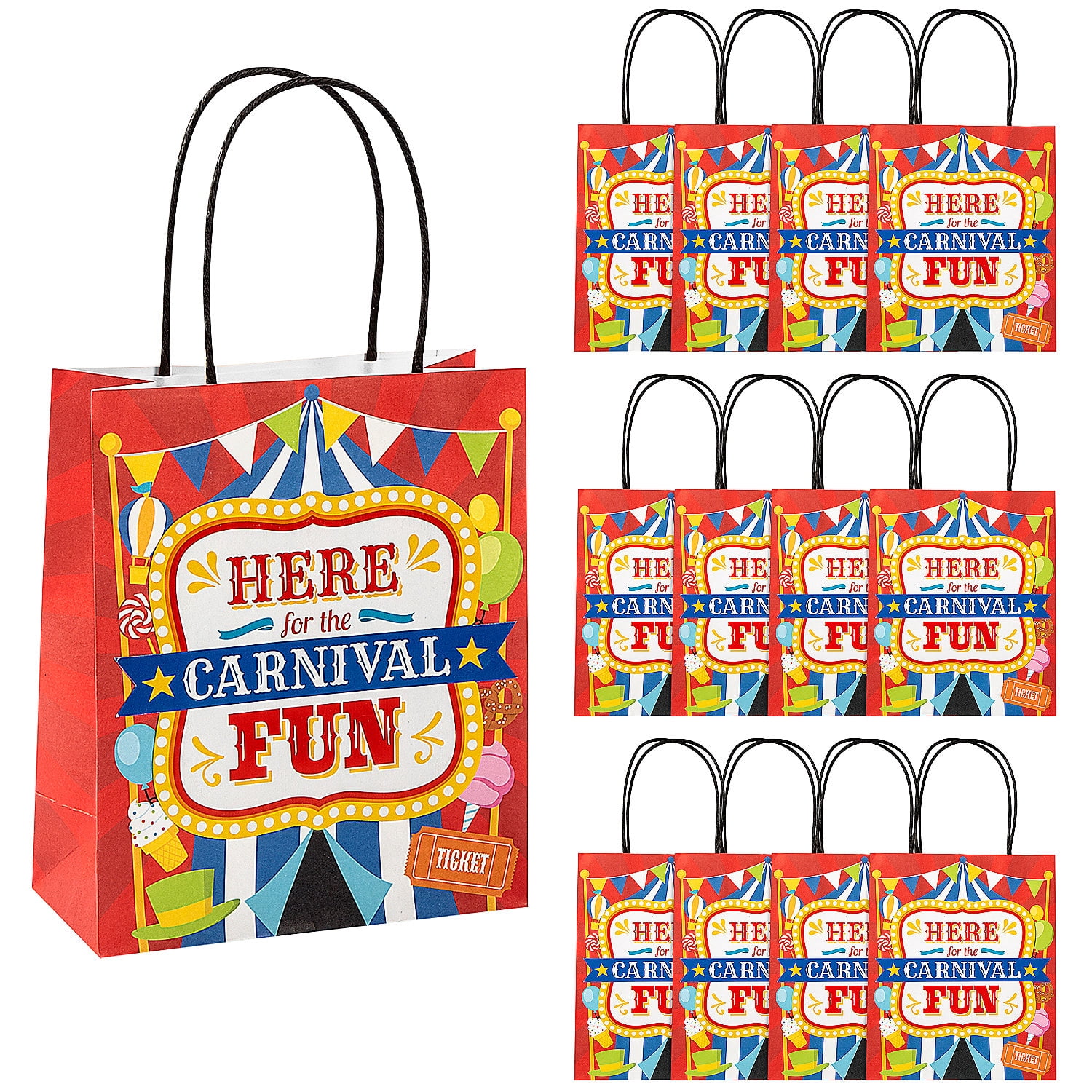 Fun Express Carnival Paper Gift Bags Medium - 12 Pc - Walmart.com